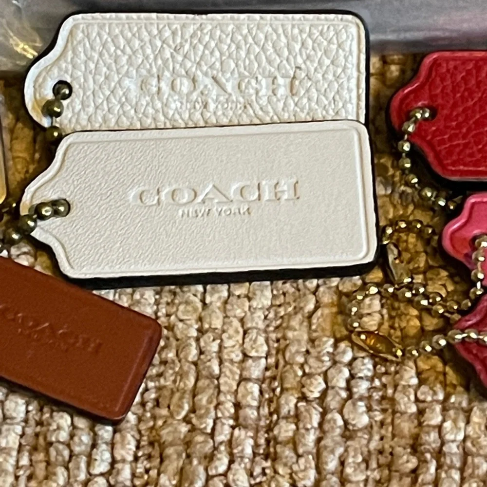 Coach | Accessories | Coach Large Pebble Chalk Color Hang Tag W Gold ...